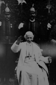 Pope Leo XIII Being Seated Bestowing Blessing (1898)
